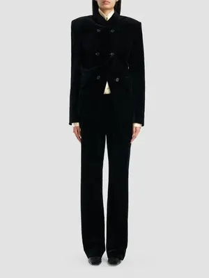 Khaite Rolo Stretch-velvet Double-breasted Jacket