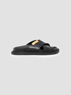 Moschino Faux-leather Mule Sandals - Black