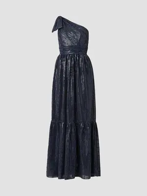 Shoshanna Indigo Sequined One-shoulder Gown - Navy