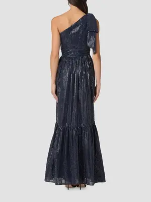 Shoshanna Indigo Sequined One-shoulder Gown - Navy