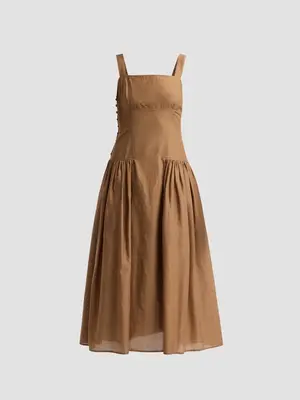 FRAME The Garden Basque-waist Midi Dress - Moss