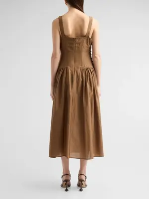FRAME The Garden Basque-waist Midi Dress