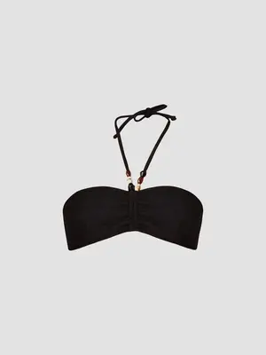 Shoshanna Cinched Tieneck Bikini Top - Jet