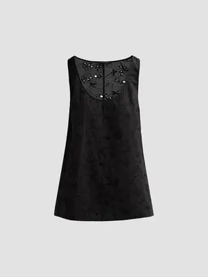 Kiki De Montparnasse Simone Cotton Eyelet Mini Dress - Black