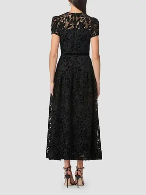 Shoshanna Farah Velvet Lace Tea-length Dress