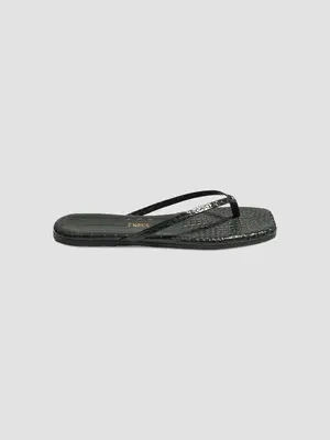 Tkees Croc-embossed Leather Flat Sandals - Emerald