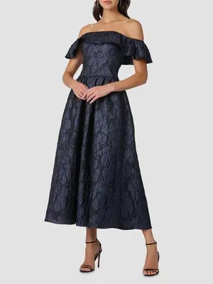 Shoshanna Solana Metallic Jacquard Cocktail Dress