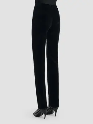 Khaite Ryden Stretch-velvet High-rise Slim-leg Pants