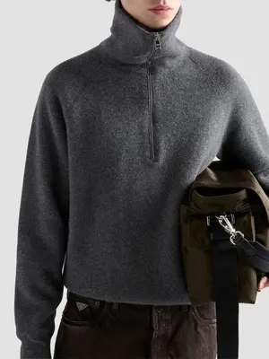 Prada Wool And Cashmere Polo Sweater - Grey