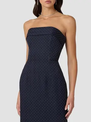 Shoshanna Liza Crystal-studded Twill Strapless Dress