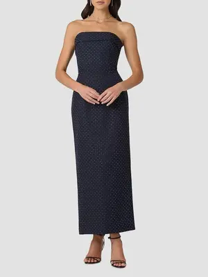 Shoshanna Liza Crystal-studded Twill Strapless Dress