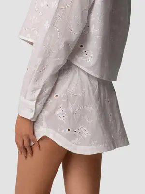 Kiki De Montparnasse Simone Cotton Eyelet Mini Skirt