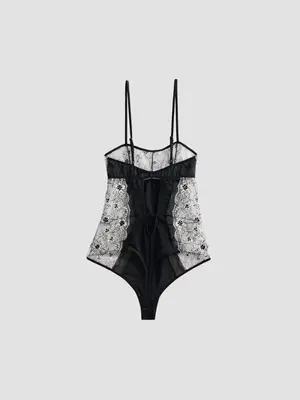 Kiki De Montparnasse Noir Et Blanc Lace Bodysuit