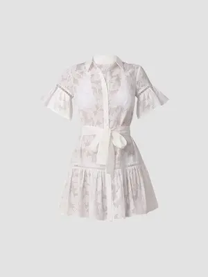 Shoshanna Floral Cotton-blend Mini-shirtdress