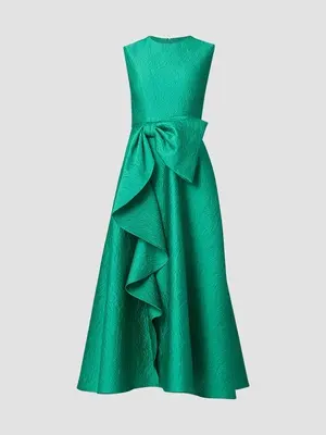 Shoshanna Laura Bow-appliqué Ruffled Jacquard Gown