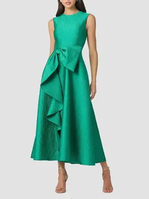 Shoshanna Laura Bow-appliqué Ruffled Jacquard Gown