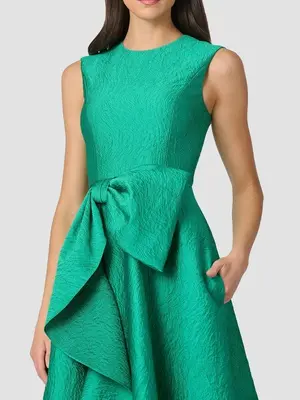 Shoshanna Laura Bow-appliqué Ruffled Jacquard Gown