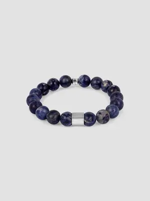 Tateossian Sterling Silver Beaded Bracelet - Blue