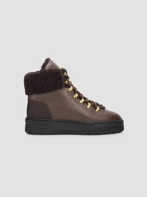 POLLINI Faux Leather Ankle Boots - Brown