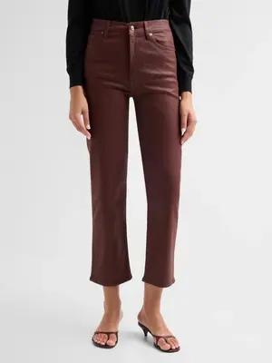 FRAME Le Sleek Coated Straight-leg Crop Jeans