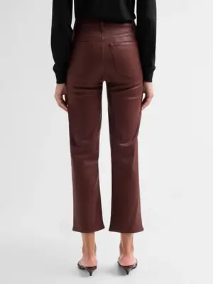 FRAME Le Sleek Coated Straight-leg Crop Jeans