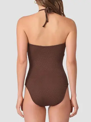 Shoshanna Halterneck Cinched One-piece Swimsuit