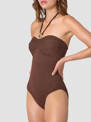 Shoshanna Halterneck Cinched One-piece Swimsuit