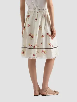 Prada Floral Print Linen Skirt