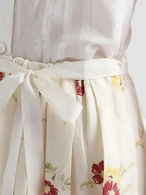 Prada Floral Print Linen Skirt