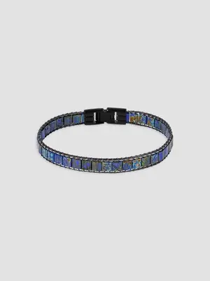 Tateossian Rt Ip Stainless Steel & Mosaic Glass Bead Bracelet - Blue