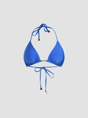 L'Agence Shimmer Solids Kristin Shimmer Triangle Bikini Top - Capri Blue