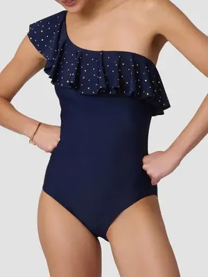 Shoshanna Ruffle One-shoulder One-piece Swimsuit