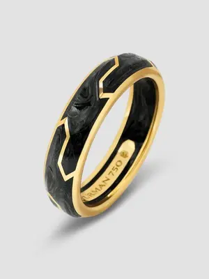 David Yurman Forged Carbon Band Ring With 18k Yellow Gold