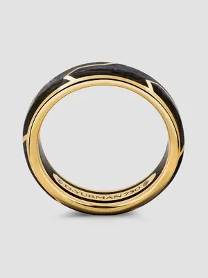 David Yurman Forged Carbon Band Ring With 18k Yellow Gold