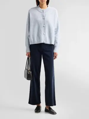 FRAME Fleck Cashmere Crewneck Cardigan