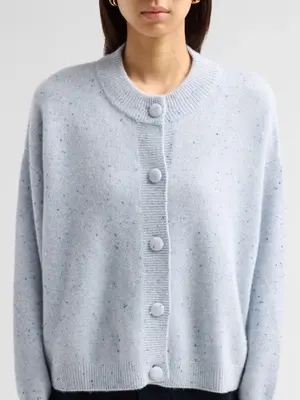 FRAME Fleck Cashmere Crewneck Cardigan