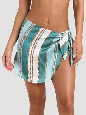 L'Agence Marceline Belt-print Satin Pareo