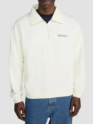 FRAME X Sotheby's Cotton Quarter-zip Sweatshirt - Cream Washed