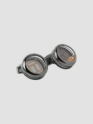 Tateossian Play-time Solitaire Brass Cufflinks - Grey