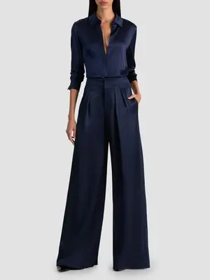 Alice + Olivia Eloise Pleated-front Wide-leg Pants