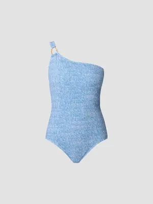 Shoshanna Ring One-shoulder One-piece Swimsuit - Denim