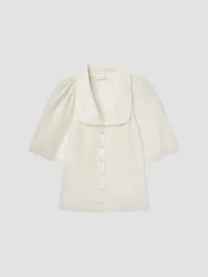 FRAME Silk Peter Pan-collar Gala Shirt