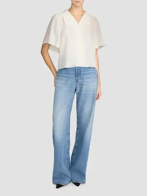 FRAME Silk Peter Pan-collar Gala Shirt