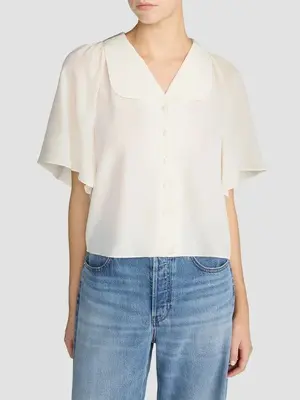 FRAME Silk Peter Pan-collar Gala Shirt