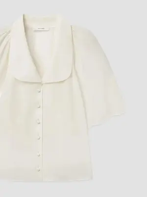 FRAME Silk Peter Pan-collar Gala Shirt