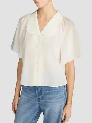 FRAME Silk Peter Pan-collar Gala Shirt
