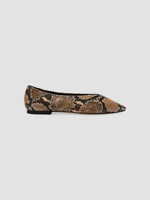 AeydĒ Betty Snake-embossed Leather Flats