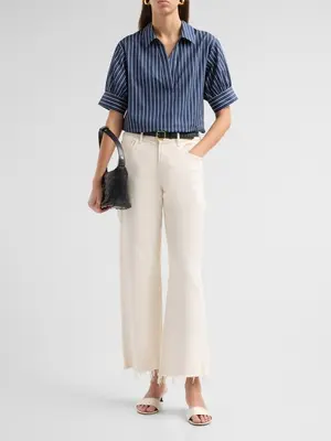 FRAME The Popover Striped Cotton Top