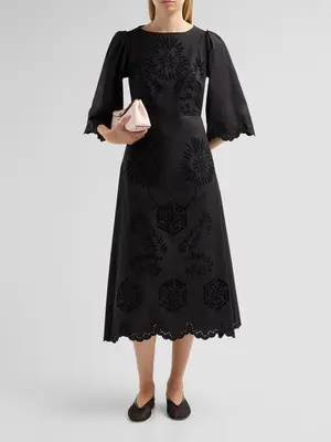 MAISON COMMON Broderie Anglaise A-line Midi Dress