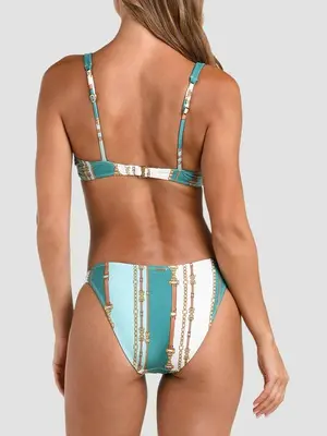 L'Agence Belt Stripe Lexie V-neck Bikini Top